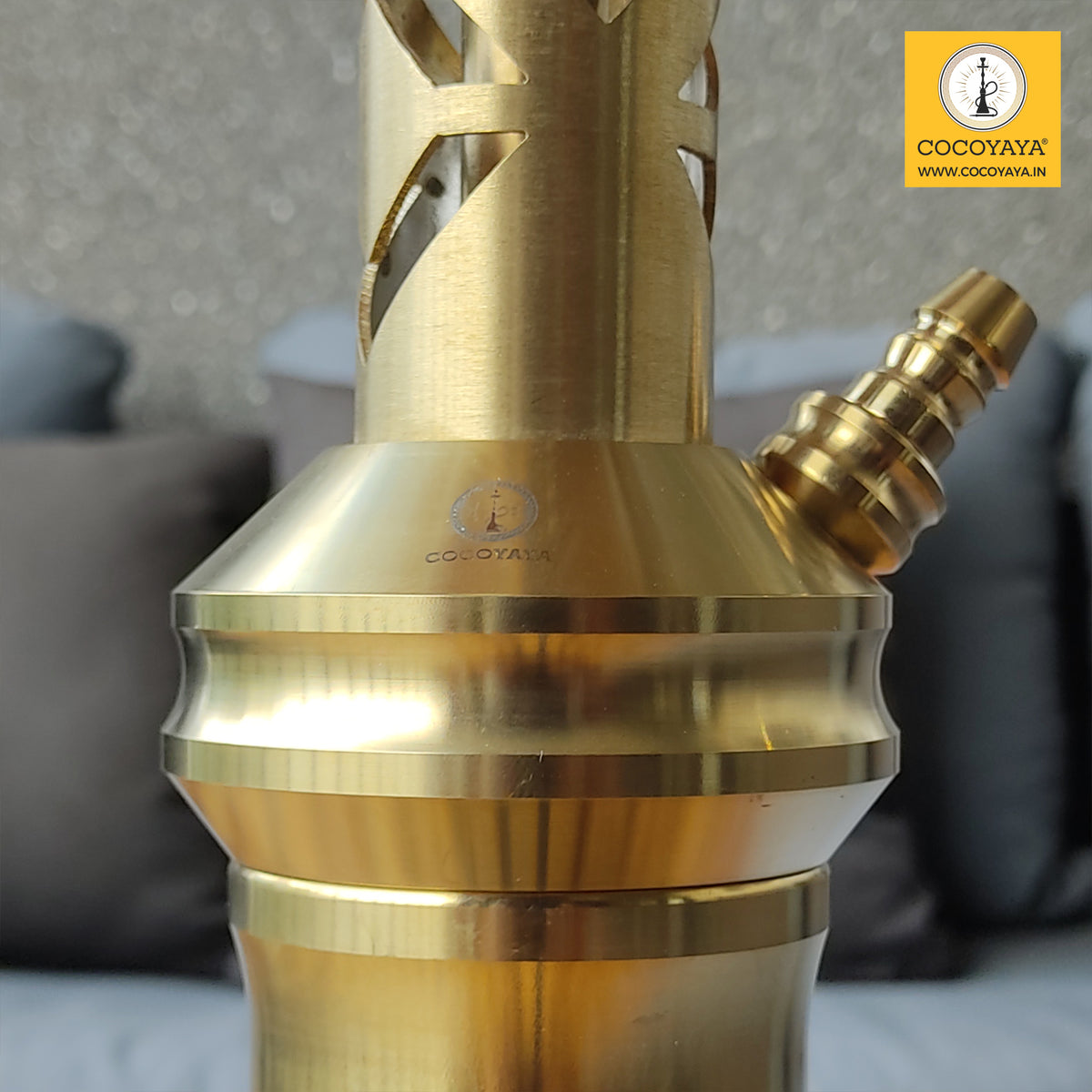 COCOYAYA Jade Series Valeria Hookah Golden ( Design 2 Black Base ) Wit ...