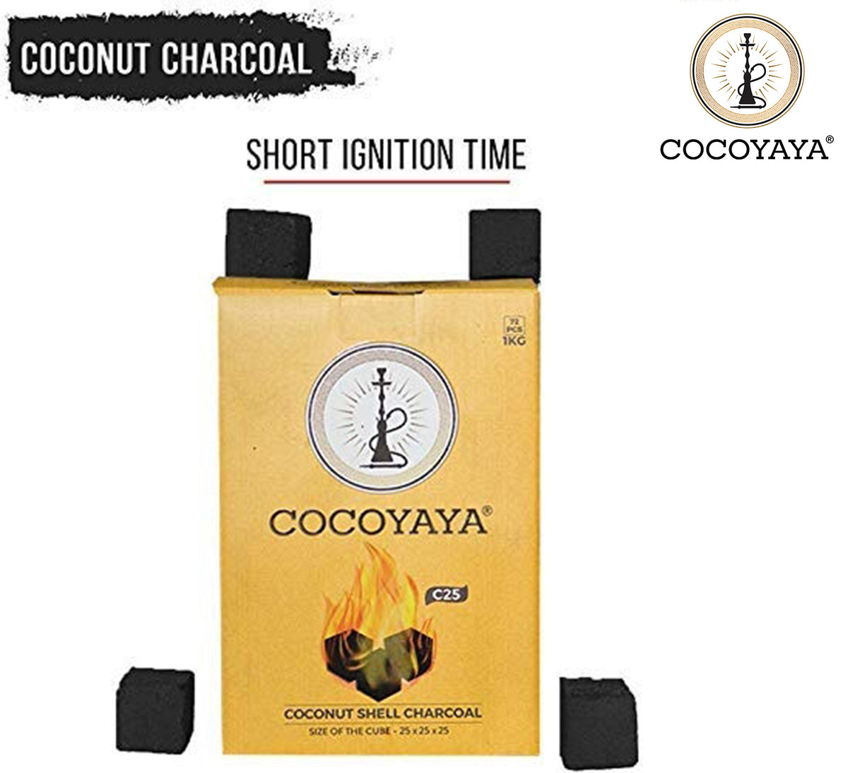 COCOYAYA Coconut Charcoal for Hookah - 1 kg (72 Cubes) – Cocoyaya ...