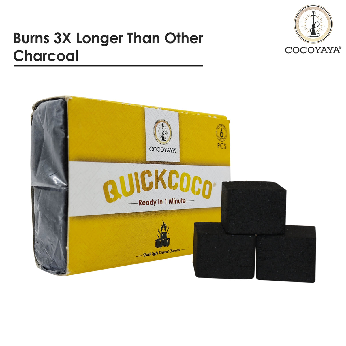 Cocoyaya Quick Light Coconut Charcoal For Hookah Shisha - ( 30 Cubes ...